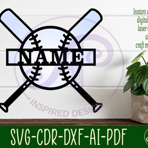 Baseball Name Sign SVG Laser Cut Template, Door or Wall Hanger, Vector ...