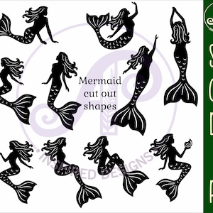 Mermaid Designs, 10 Laser Cut Shapes Vector SVG Files , Ai, Cdr, Dxf ...