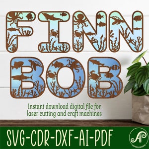 Underwater Letter Alphabet Set. 2 Layer Letters. 47 Letter Options SVG ...