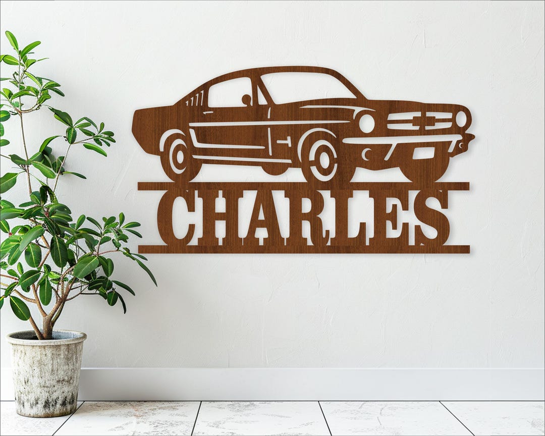 Classic Car Design 3 Name Sign Svg Laser Cut Template, Svg, Ai, Cdr ...
