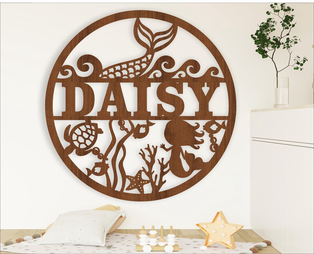 Mermaid Name Sign: Ocean Theme Laser Cut File (SVG, Ai, Cdr, Dxf) - Etsy
