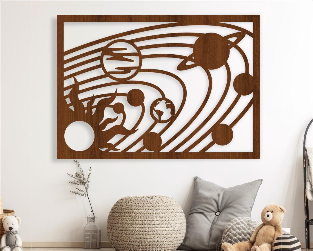 Solar System Rectangle Wall Sign Design SVG Laser Cut File, Wall Decor ...