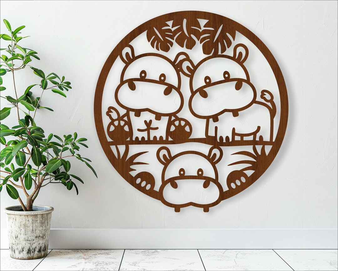 Hippo Wall Art, SVG File. Vector File Ai, Cdr, Dxf Instant Download ...