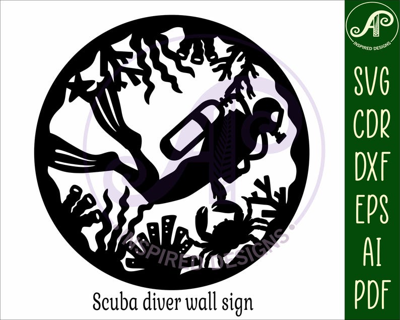 Scuba Diver Wall Sign Laser Cut SVG Design (digital Download) - Etsy