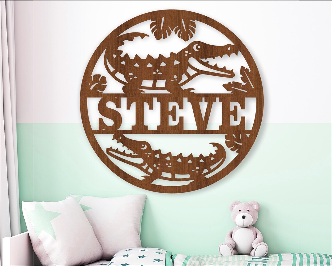 Crocodile Name Sign, SVG, Animal Themed Door or Wall Hanger, Laser Cut ...