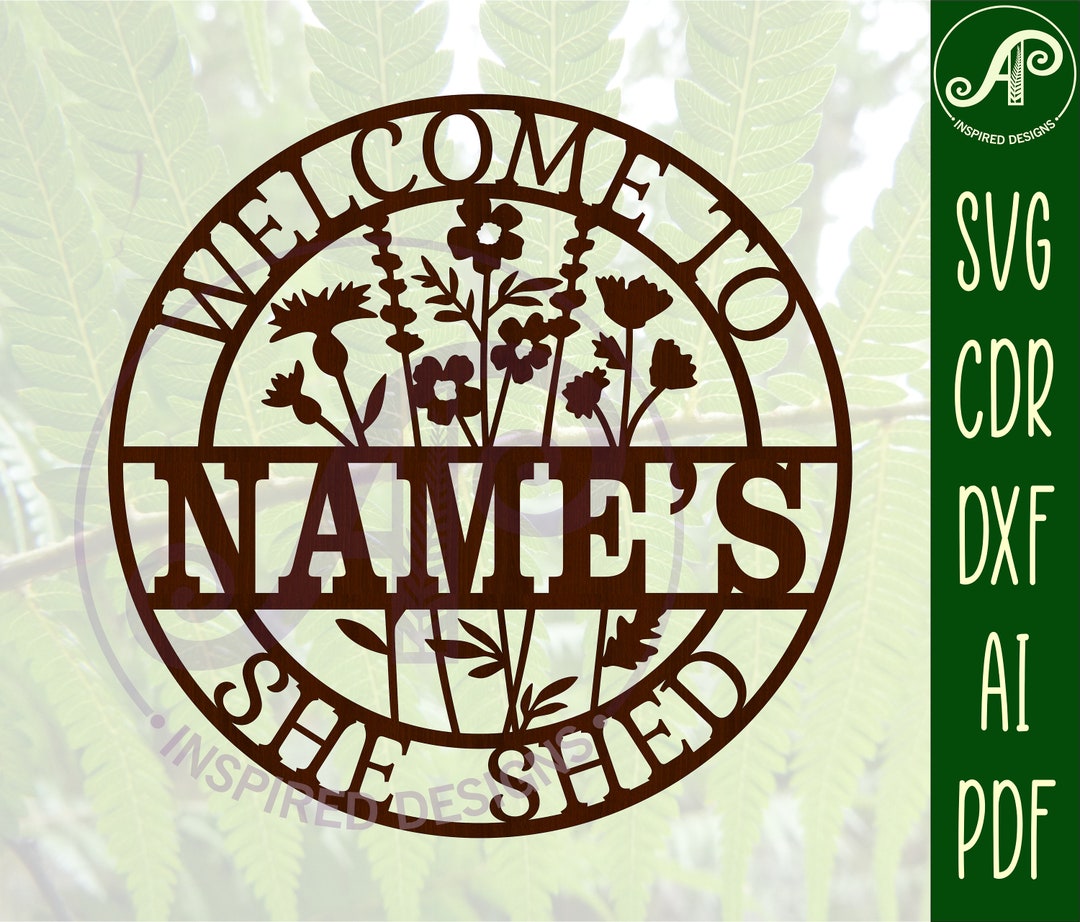 Floral She Shed Sign SVG Gardening Theme Wall Hanger Laser - Etsy UK