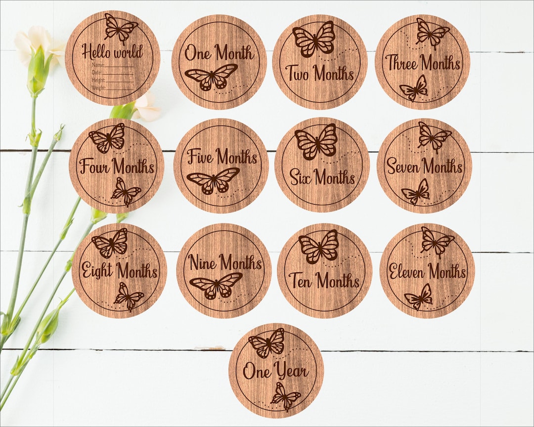 Butterfly Monthly Milestone Discs SVG Laser Cut Designs (digital ...