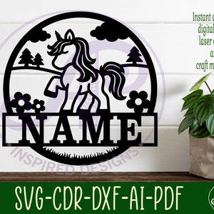 Unicorn Name Sign, SVG, Fantasy Themed Nursery Decor, Laser Cut ...