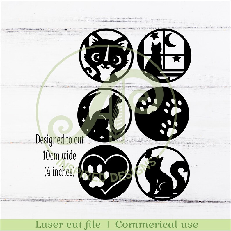 Paquete de posavasos SVG de gatos: 12 posavasos cortados con láser para ...