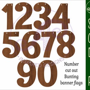 Banderas de banderines numéricos SVG cortados con láser, descarga ...