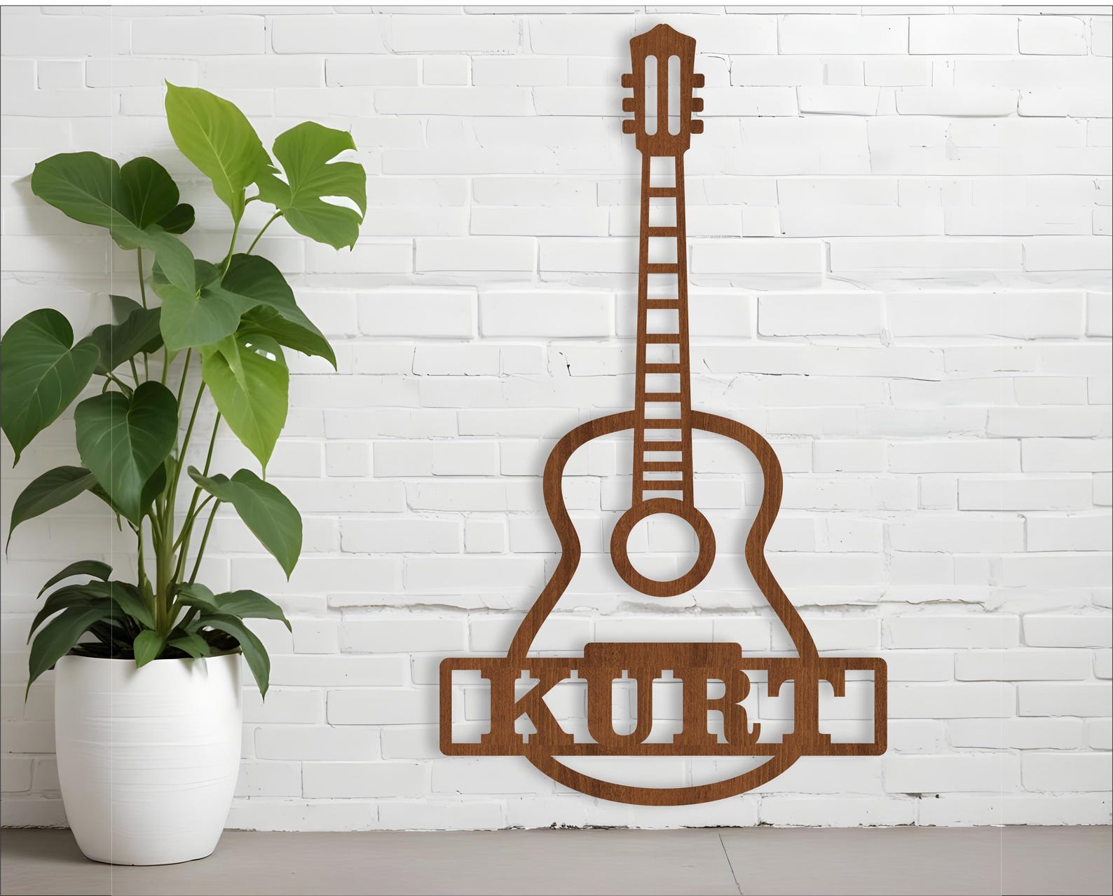 Guitar Acoustic Name Sign SVG Laser Cut Template, Door or Wall Hanger ...