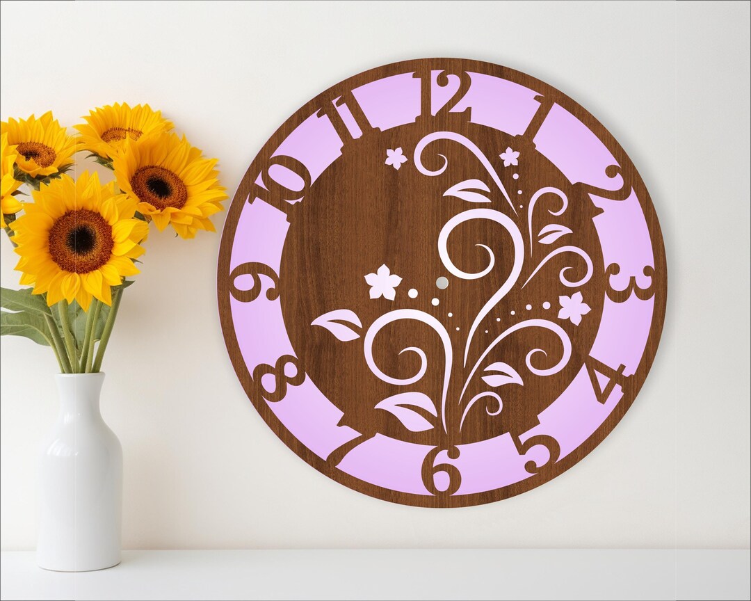 Flourish Wall Clock Laser Cut Files, SVG File. Vector File Ai, Cdr, Dxf ...
