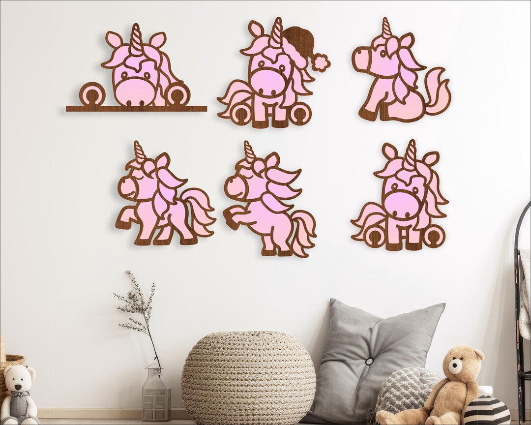 Unicorn Laser Cut File Shapes. 6 Two Layer Vector Files SVG, Ai, Cdr ...