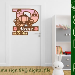 Princess Monogram Letter Name Signs. 3 Layers SVG Laser Cut File, Door ...