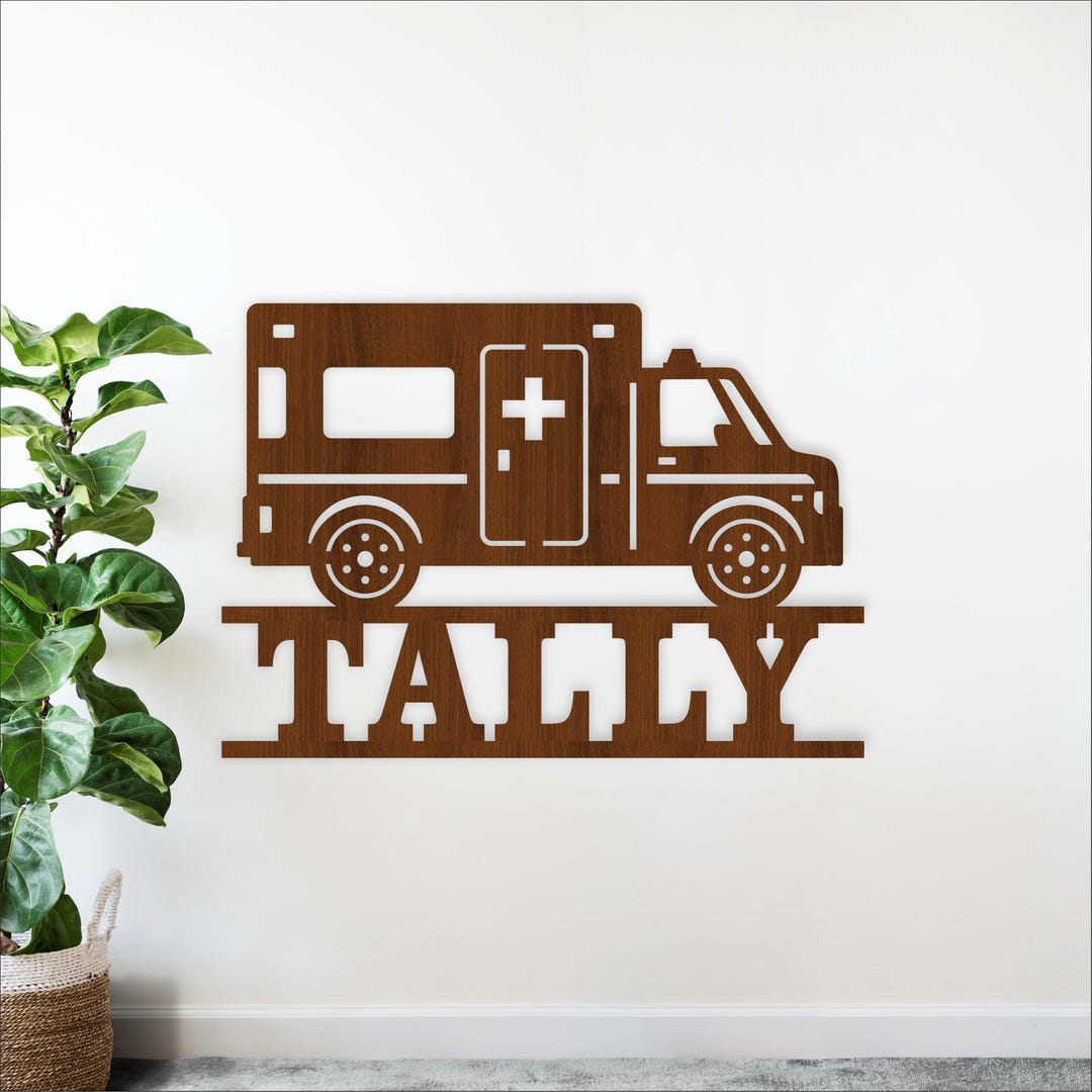 Ambulance Name Sign Laser Cut Template, SVG Rescue Vehicle Decor ...