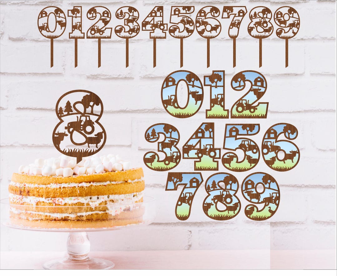 Farm Numbers Set for Wall and Cake Toppers. SVG File Vector File Ai ...
