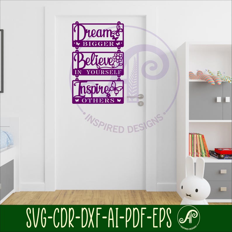 Positive Words Wall Sign SVG Set: Motivational Laser Cut (digital ...