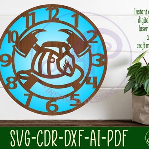 Fire Helmet Wall Clock Laser Cut Files SVG (digital Download ...