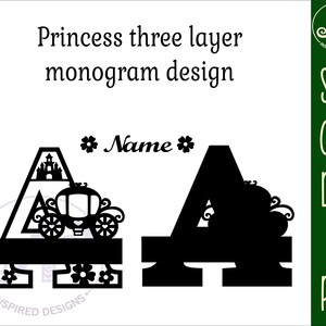 Princess Monogram Letter Name Signs. 3 Layers SVG Laser Cut File, Door ...