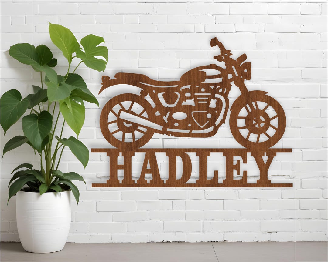 Motorbike Name Sign Svg Laser Cut Template, Door or Wall Hanger, Svg ...