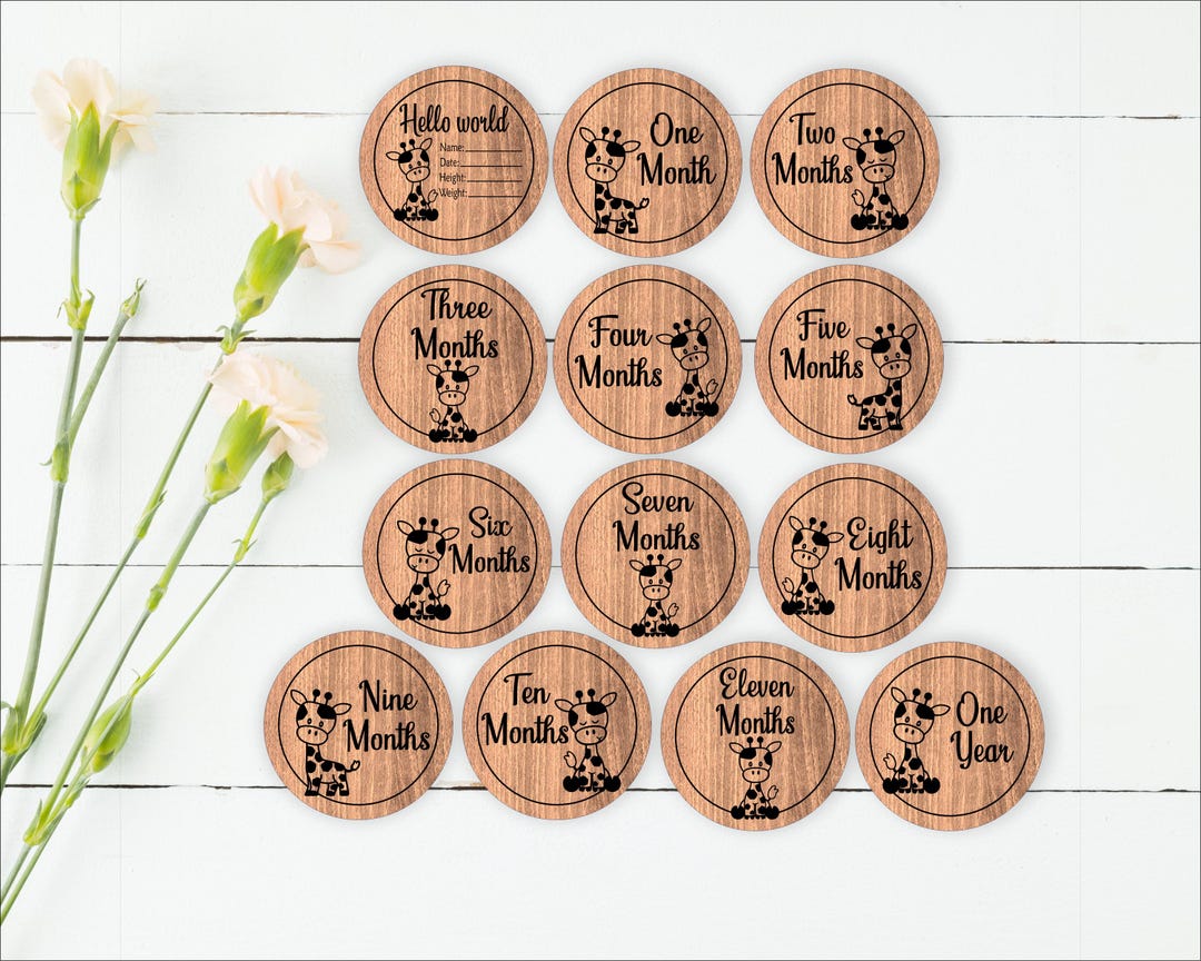 Giraffe Milestone Discs SVG: Nursery Theme Laser Cut Template (digital ...