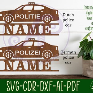 Police Car Name Sign Svg Laser Cut Template, Door or Wall Hanger, Svg ...