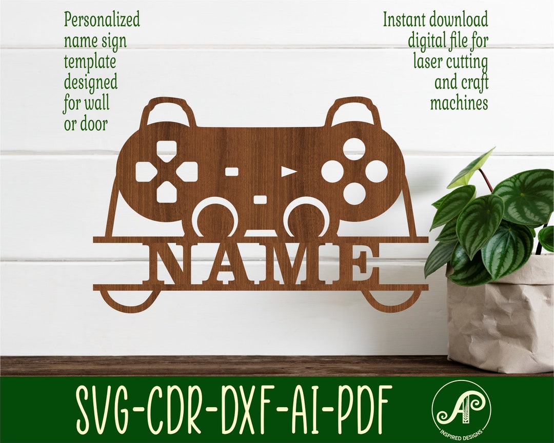 Game Controller Name Sign SVG Laser Cut Template, Door or Wall Hanger ...