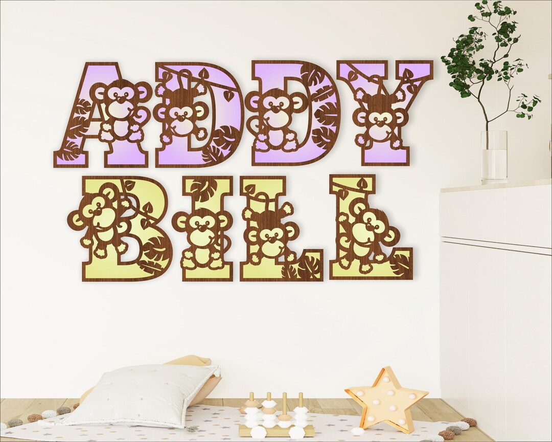 Monkey Alphabet Letter Set. 47 Letter Options SVG Laser Cut Designs ...