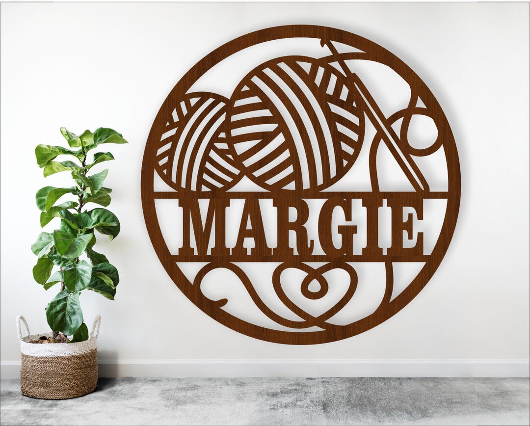 Crochet Name Sign, SVG, Crochet Themed Door or Wall Hanger, Laser Cut ...