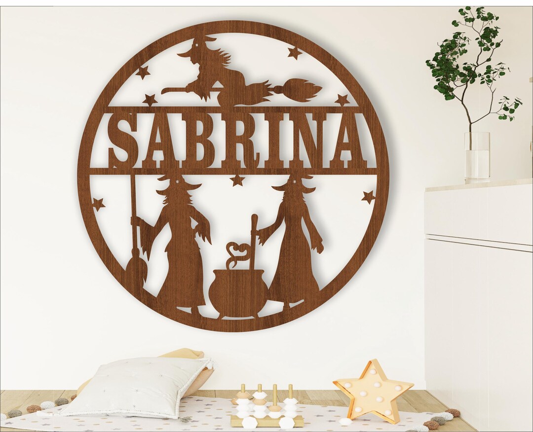 Witches Name Sign, Laser Cut File SVG, Halloween Themed Door or Wall ...