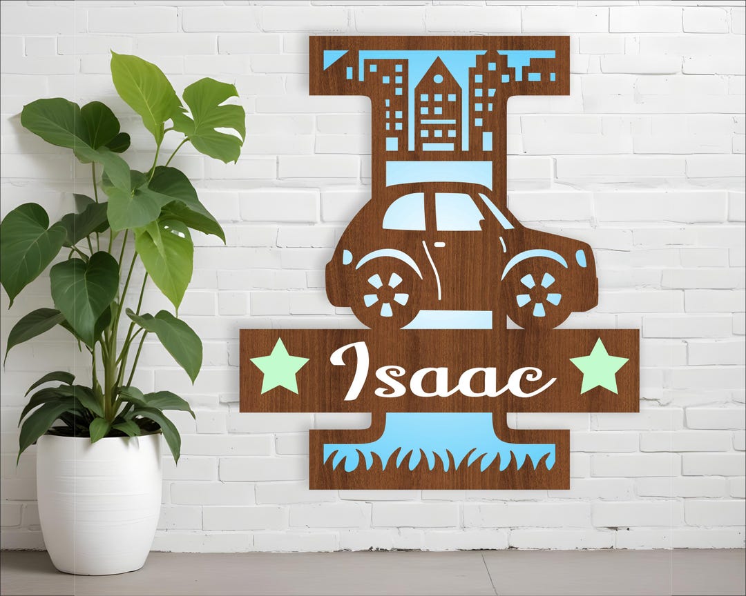 Car Monogram Letter Name Signs. 3 Layers SVG Laser Cut File ...