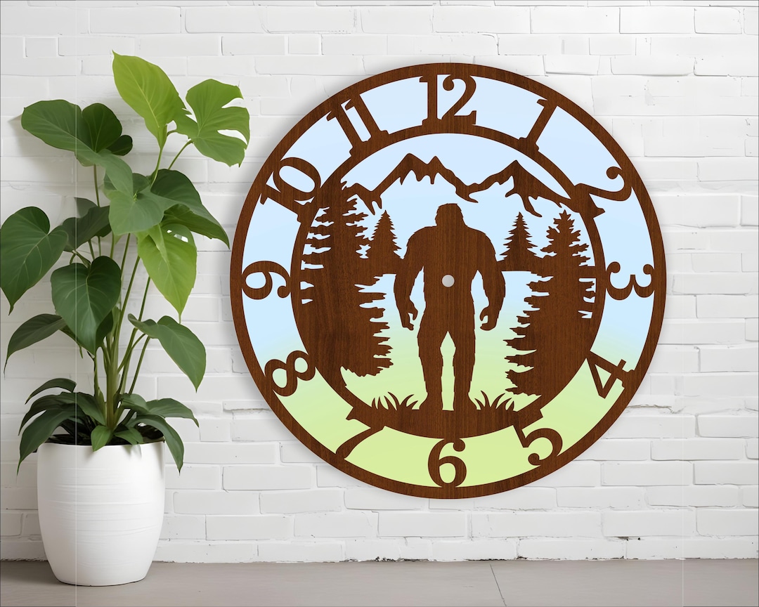 Big Foot Yeti Wall Clock Laser Cut SVG Template (digital Download) - Etsy