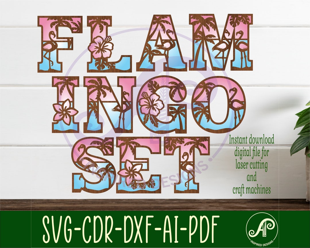 Tropical/ Flamingo Alphabet Letters Huge Set. 3 Layer Letters. 90 ...