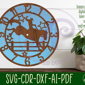 Rodeo Wall Clock Laser Cut Files, SVG File. Vector File Ai, Cdr, Dxf ...
