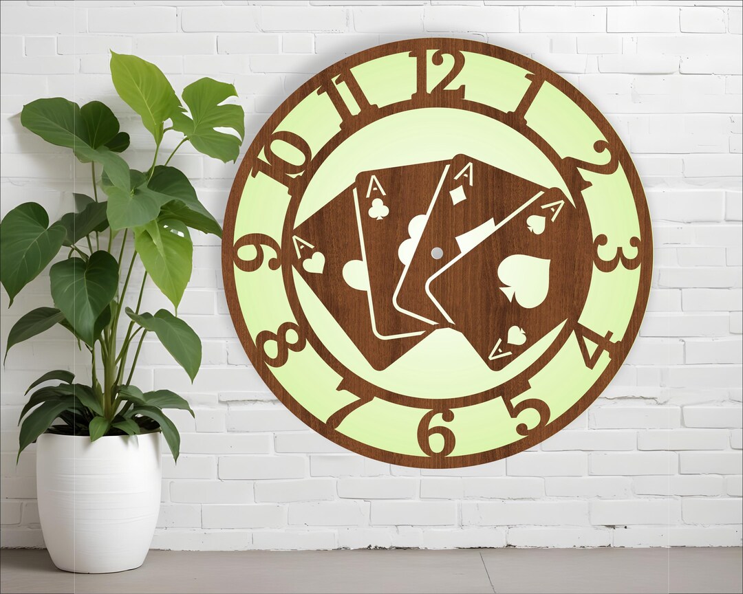 Playing Cards Wall Clock Laser Cut Files, SVG File. Vector File Ai, Cdr ...