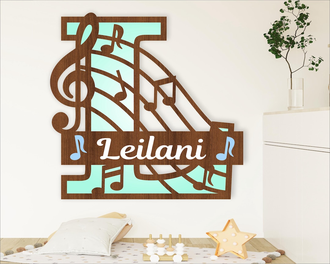 Music Monogram SVG: Laser Cut Name Sign, Wall Decor (digital Download ...