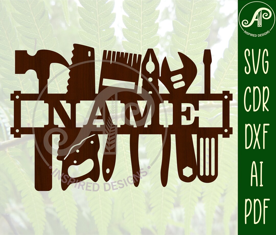 Tools Name Sign SVG Building Theme Laser Cut Template Door or - Etsy
