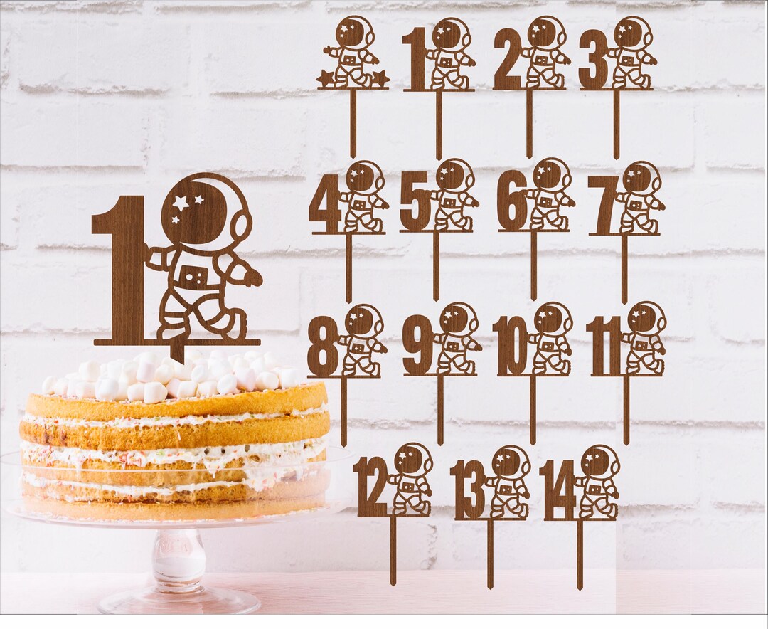 Astronaut Number Cake Topper SVG Bundle (digital Download) - Etsy