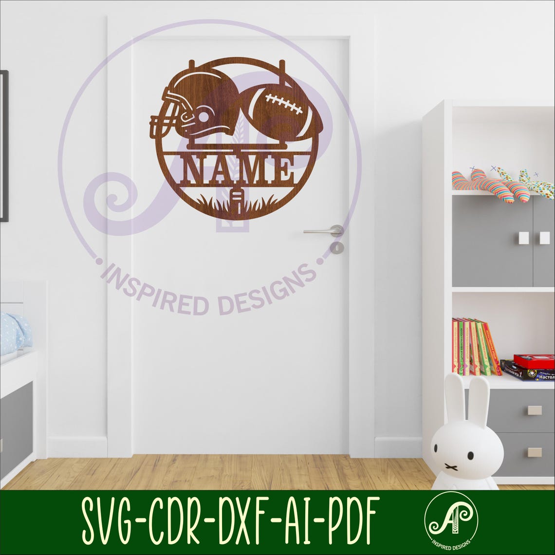 Football Name Sign SVG: Personalized Sports Laser Cut Decor (digital ...
