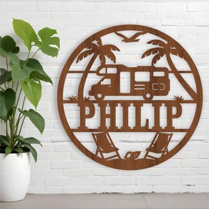 Beach Caravan Name Sign, SVG, Travel Themed Door or Wall Hanger, Laser ...