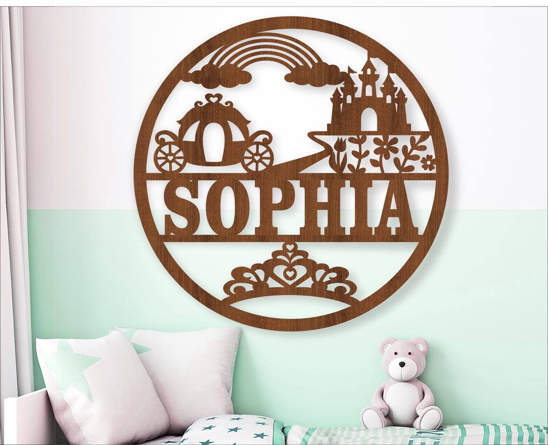 Princess Name Sign, SVG, Fantasy Themed Door or Wall Hanger, Laser Cut ...