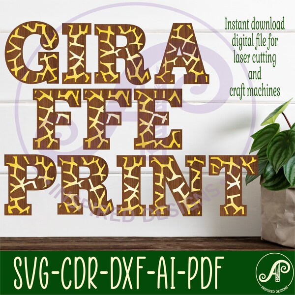 Giraffe Print Alphabet Svg - Etsy