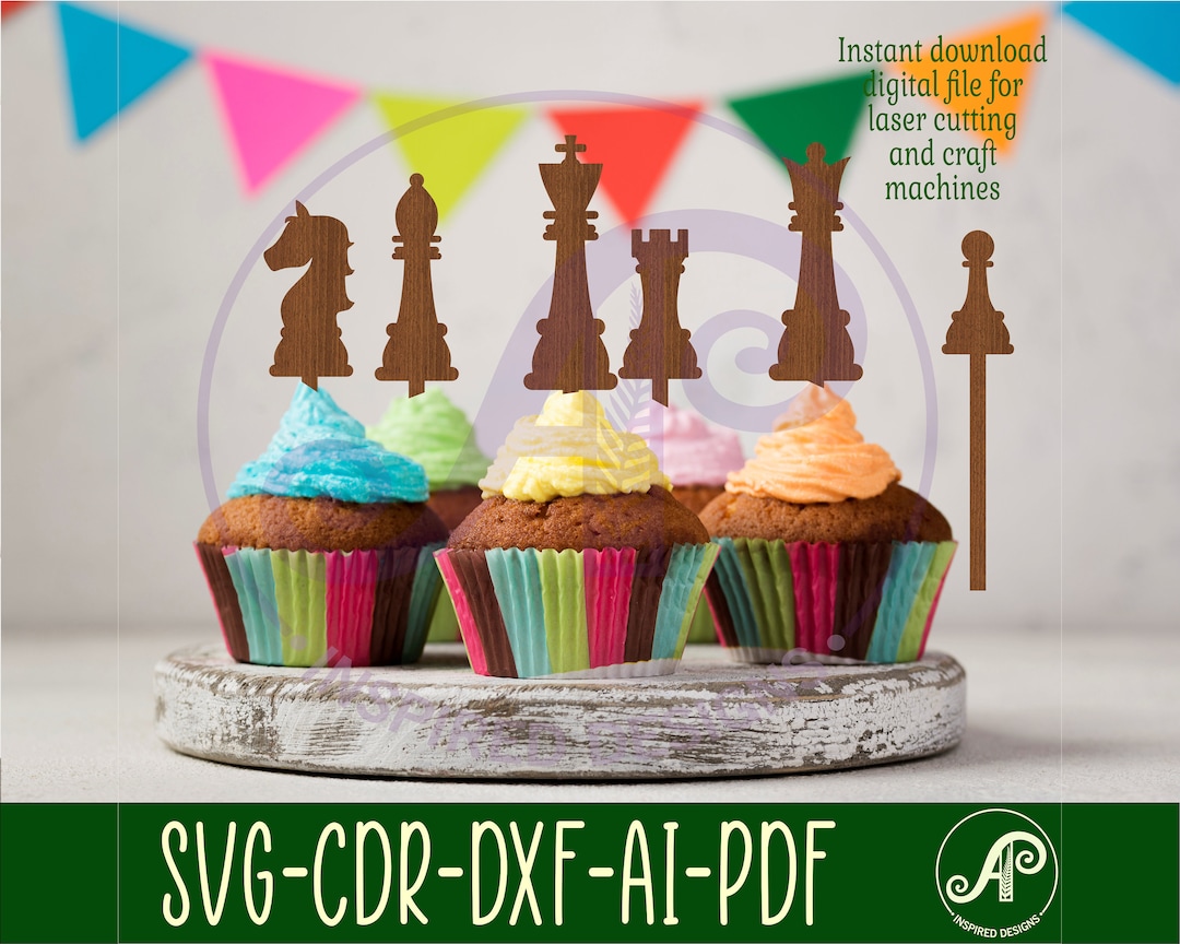 Chess Toppers, 6 Designs SVG Laser Cut, Instant Download Pdf, Dxf, Ai ...
