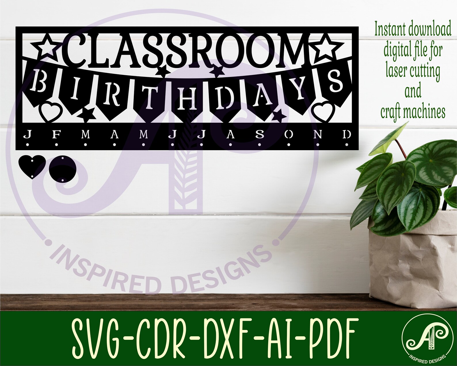 Classroom Birthdays Calendar SVG File. Vector File Ai, Cdr, Dxf Instant ...