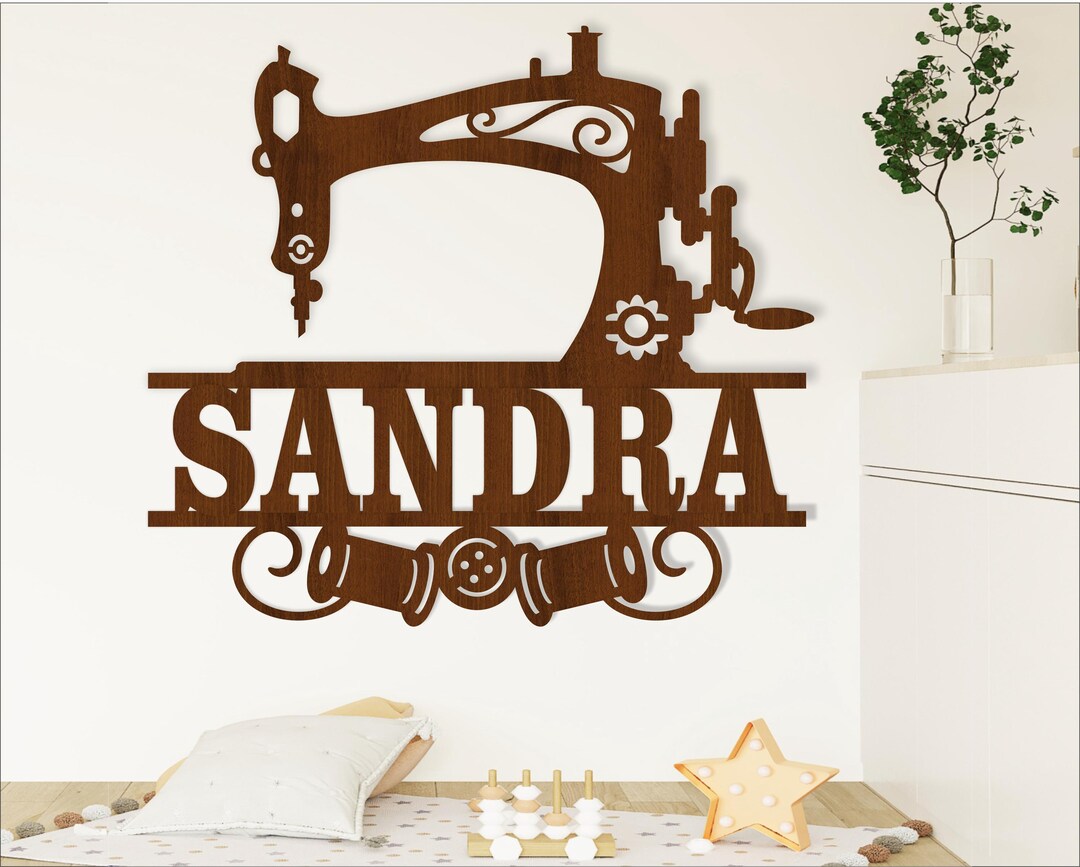 Sewing Machine Name Sign SVG Sewing Theme Laser Cut Template, Door or ...
