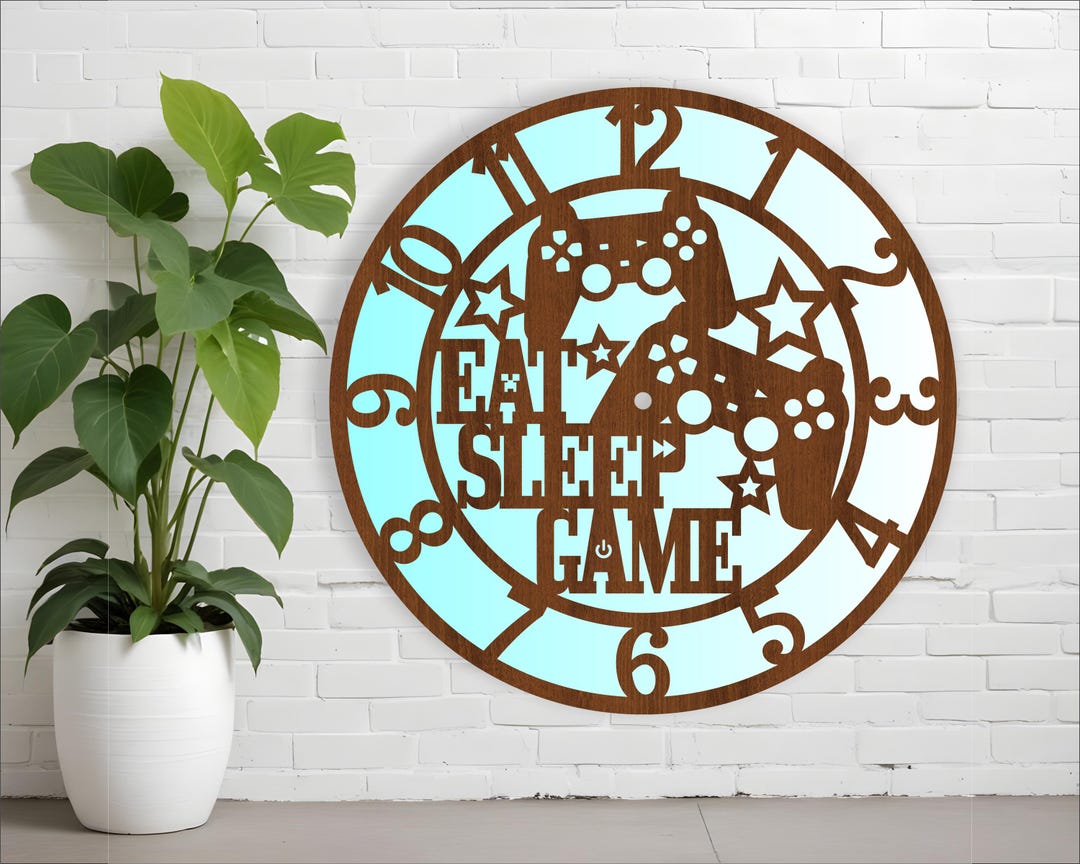Gamer Wall Clock Laser Cut Files, SVG File. Vector File Ai, Cdr, Dxf ...