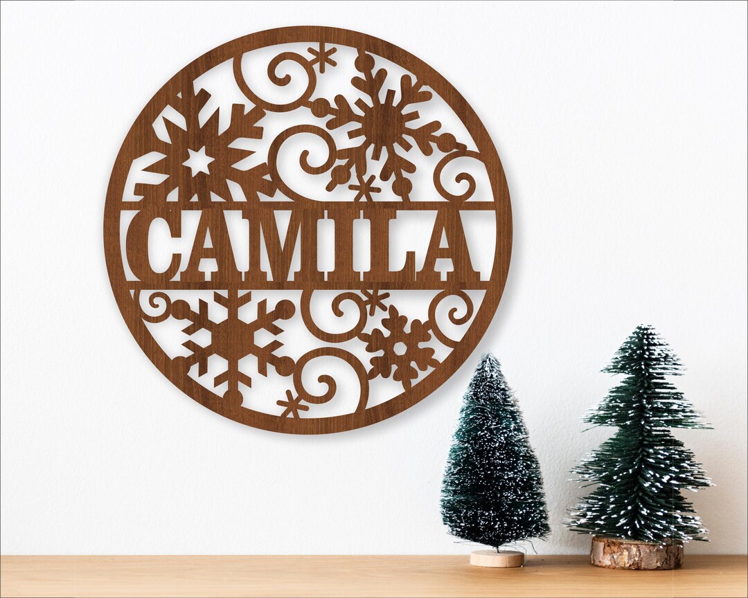 Snowflakes Name Sign, SVG, Nature Themed Door or Wall Hanger, Laser Cut ...