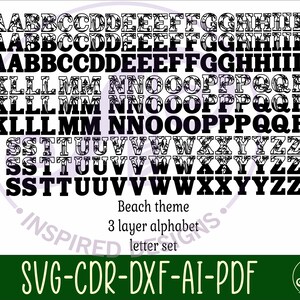 Beach Alphabet Letters Set. 3 Layer Letters. 58 Letter Options SVG ...