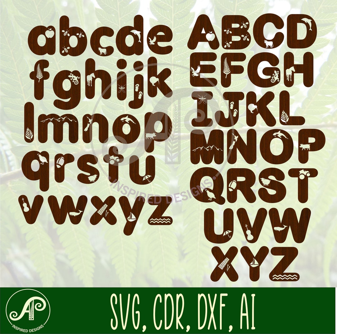 Alphabet Set With Kiwiana Cut Outs. Capitals and Lower Case - Etsy