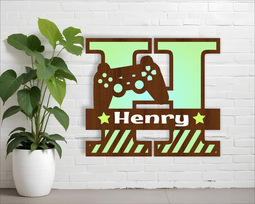 Gamer Monogram Letter Name Signs. 3 Layers SVG Laser Cut File, Door or ...